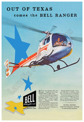 Bell Ranger Helicopter 1957 Cool Vintage Poster | eBay