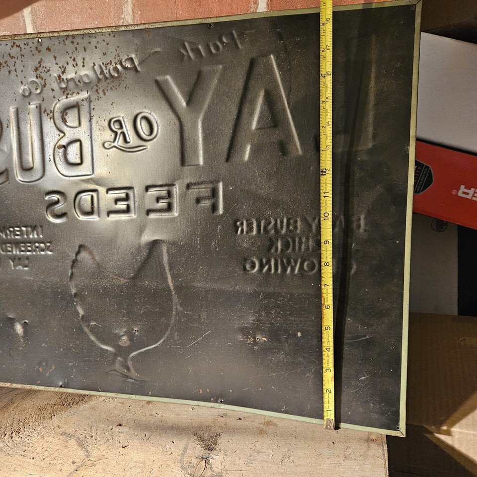 VINTAGE PARK & POLLARD LAY OR BUST FEEDS CHICKEN FARM TIN SIGN - ALL ...