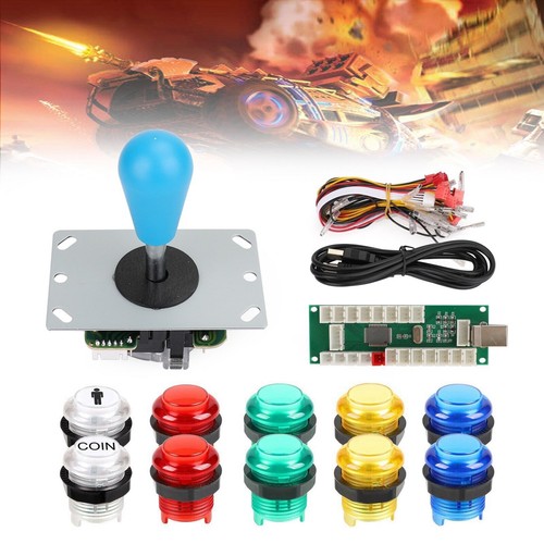 Arcade 1 Player DIY Kit 5V LED Light Buttons Fit for PC Games Raspberry ...