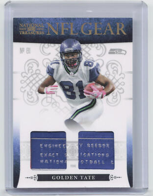 2010 National Treasures #32 Golden Tate NFL Gear RC Dual Laundry Tag ...