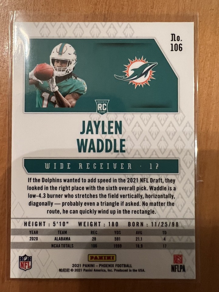 2021 Panini Phoenix Jaylen Waddle Fire Burst Prizm Rookie Fanatic ...