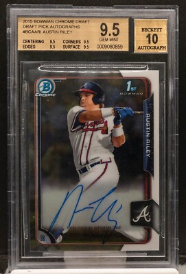 0859 AUSTIN RILEY 2015 Bowman Chrome Draft Pick RC Rookie Auto BGS 9.5 ...