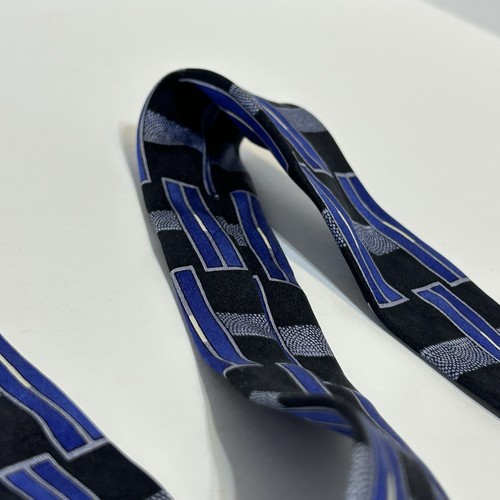 LOUIS ROTH Hand Sewn Tie USA Made Blue Gray Geometric Silk Italian 58 ...