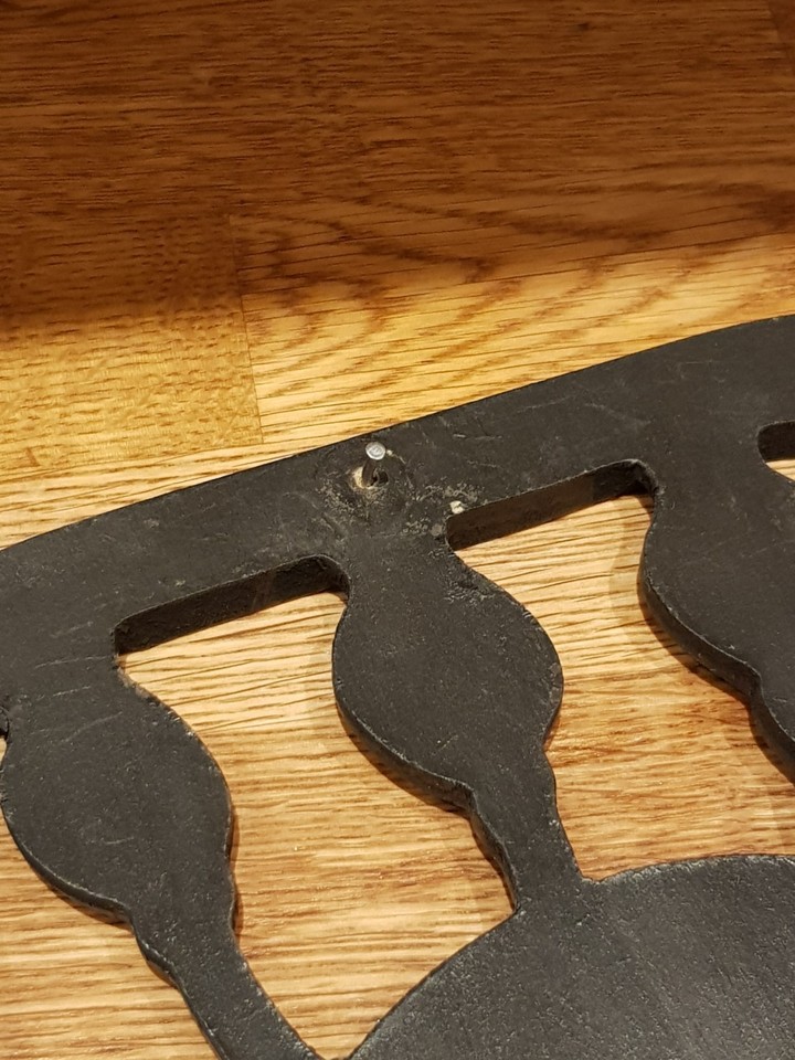 Asian Wooden Panel Wall Art Hand Carved Hanging Hammered Metal Trim ...