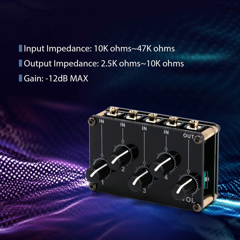2.5K ohms - 10K ohms Output Impedance 4 Channel 3.5mm Stereo Audio ...