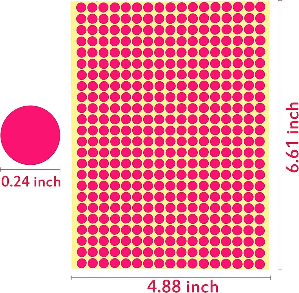 6528 PCS Small Dot Stickers round Color Coding Labels Circle Dot ...
