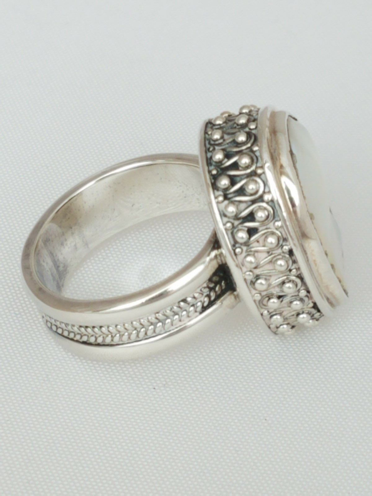 NEW - Mother of Pearl Sterling Silver Sarda Ring | eBay