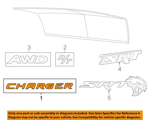 CHRYSLER OEM 15-23 Charger Trunk Lid Exterior Trim-Nameplate 68216156AB ...
