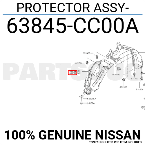 63845CC00A Genuine Nissan PROTECTOR ASSY 63845-CC00A | eBay