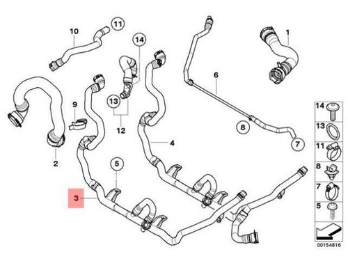 ORIGINAL BMW E89 Roadster Heater Return Thermostat Hose OE 17127585738 ...