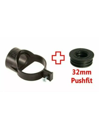 Black 110mm Strap Boss Waste Pipe With 40mm Rubber Inner Push Fit | eBay UK