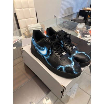 Custom Air Force 1 Blue Lighting design Black AF1 Size 13 mens sneaker ...