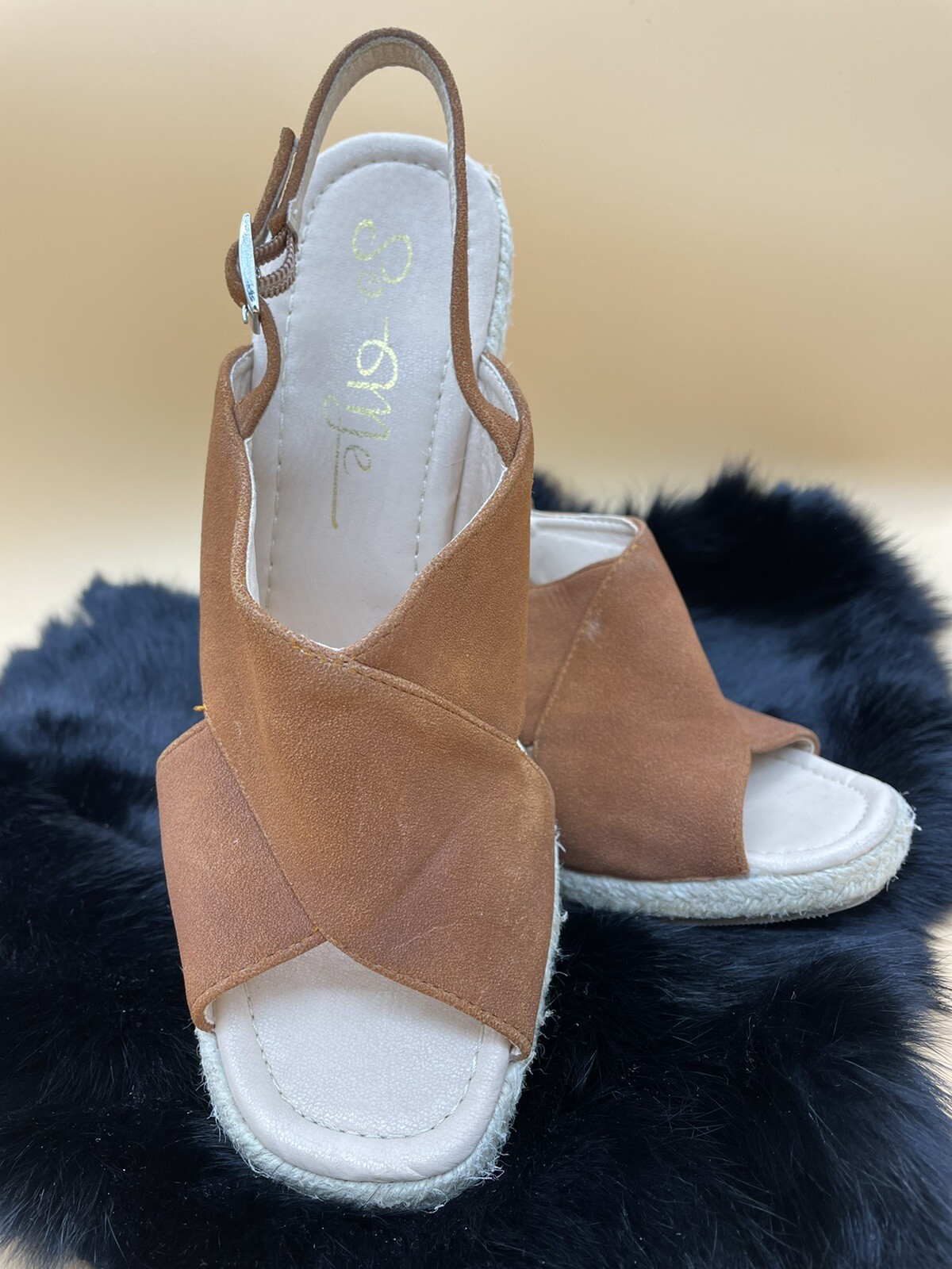 So Me Sandy Espadrille Wedge Suede Tan - Gem