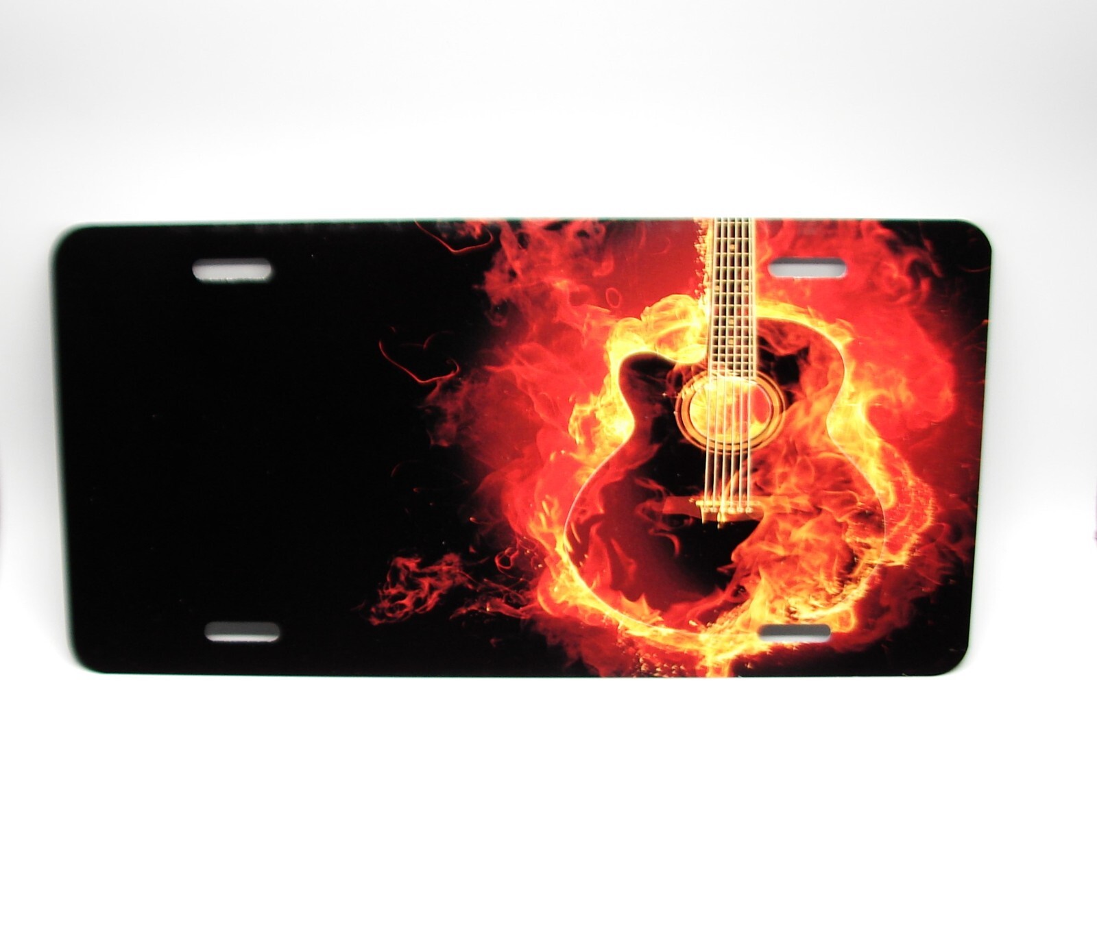 BURNING GUITAR METAL CAR NOVELTY LICENSE PLATE AUTO TAG. MUSICAL ...