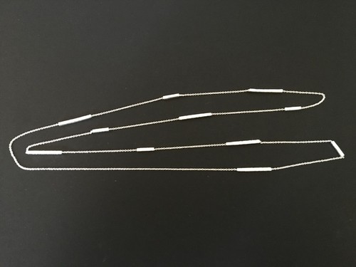 Genuine 925 Sterling Silver Long Necklace Bars Textured Hammered 90cm ...