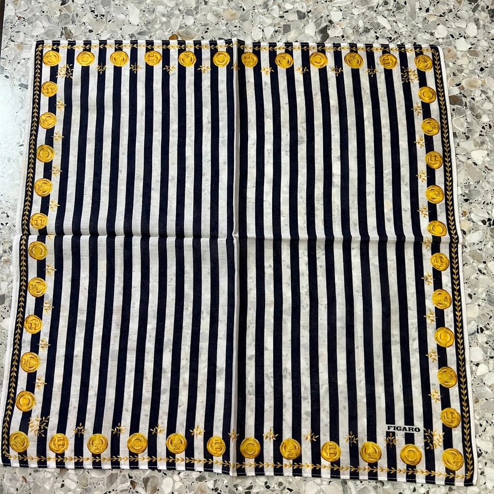 CLASSIC ART MAN HANDKERCHIEF COTTON POCKET SQUARE17" DARK BLUE STRIPED ...