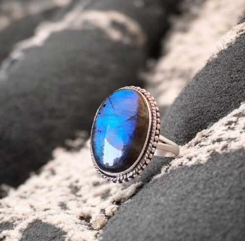 Labradorite Oval Gemstone 925 Solid Sterling Silver Handmade Ring All ...