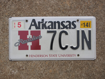 2014 Arkansas Henderson State University License Plate AR 7CJN Reddies ...