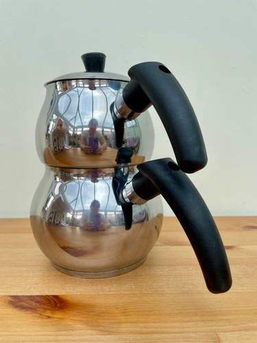 Traditional Teapot Stainless Steel Caydanlik Turkish Double Kettles XS ...