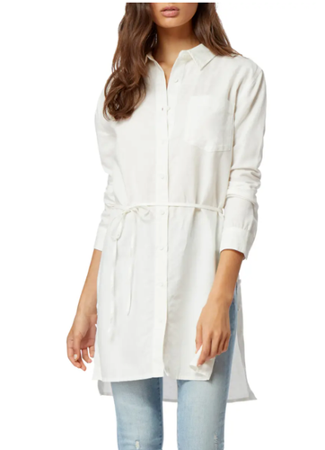 🤍 HABITUAL White Laurence Longline Button-Up Side Vents Belted Tie ...