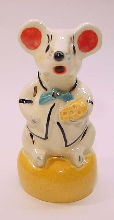 Adrian Pottery Pie Bird Vent/Funnel * Adorable Mouse w/Cheese gold ...