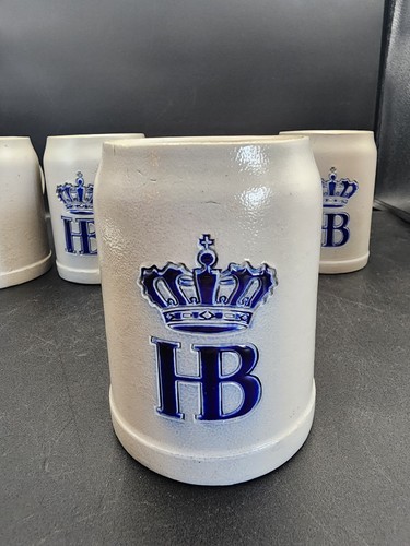 Set Of 2 Hofbrauhaus HB Stoneware Beer Mug Stein West Germany 0.5L ...