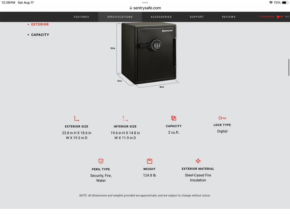 sentry safe fire and water proof | eBay