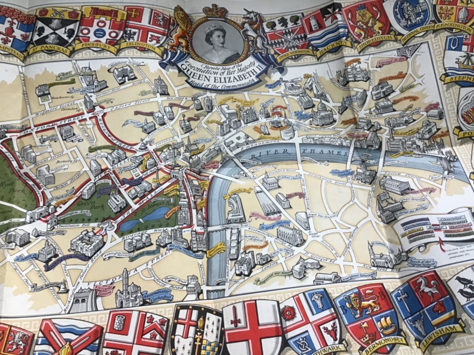 Queen Elizabeth II Coronation Illustrated Route Map 1953 Royal ...