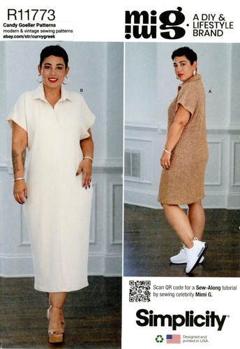 Simplicity R11773 Collar Knit Dress w Dropped Shoulder, 2 Lengths Sz 12 ...