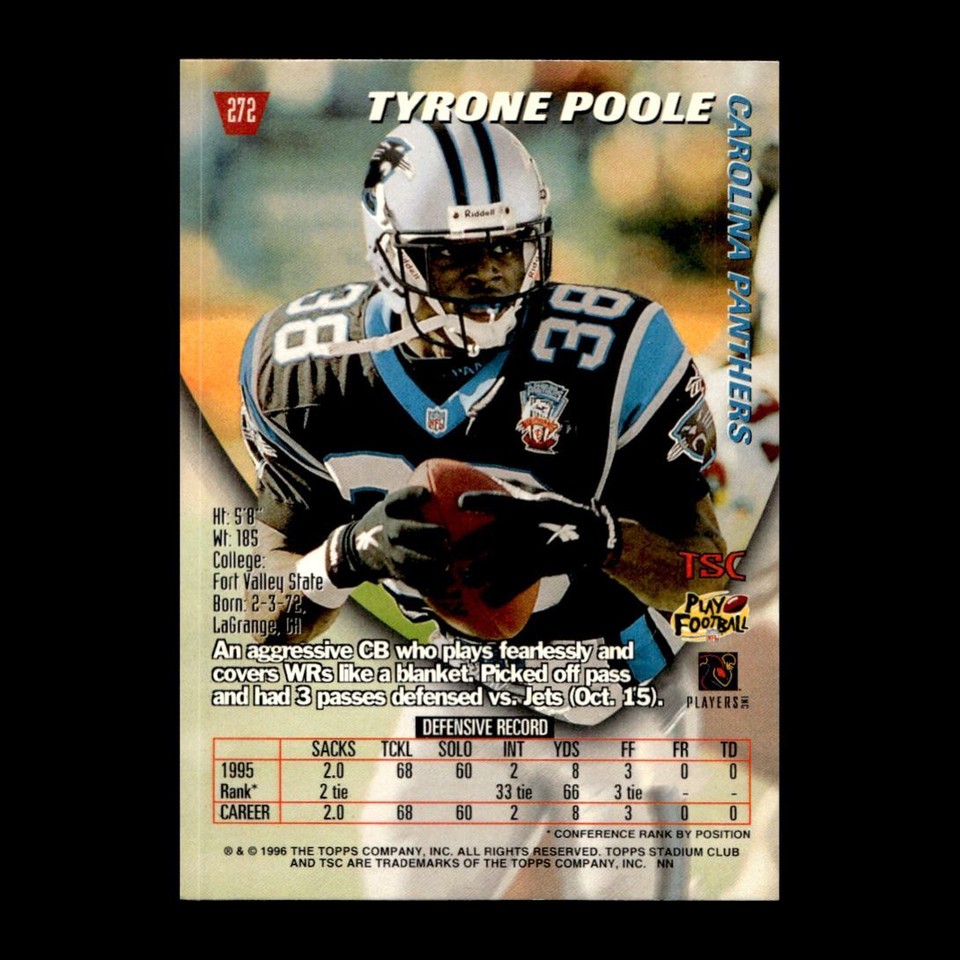 Tyrone Poole 1996 Stadium Club Carolina Panthers #272 R329A 53 | eBay