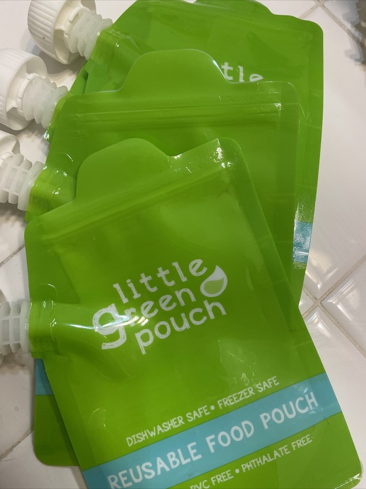 Original Little Green Pouch (4 Pack) 7 Oz Reusable Baby Food Leak Proof ...