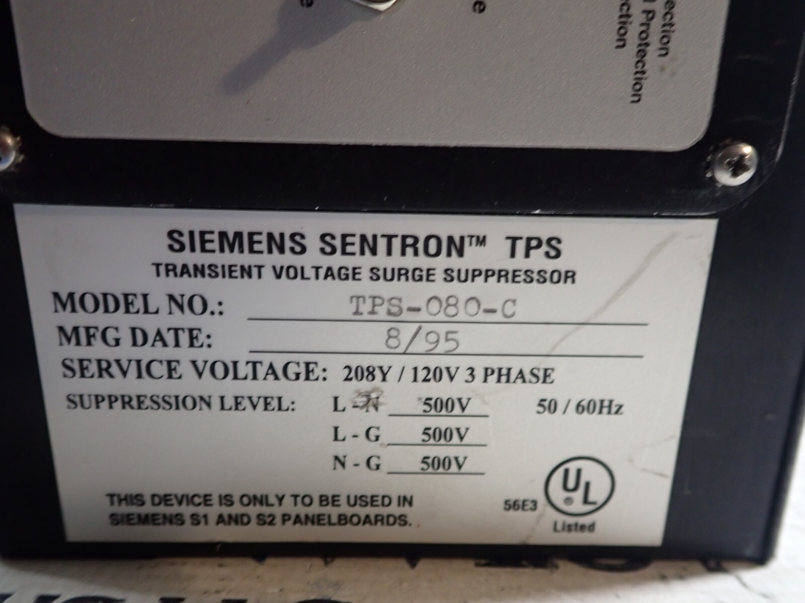 Siemens Sentron TVSS Surge Device TPS-080-C 208 volt 3 Phase | eBay