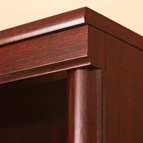 Dark Cherry 5 Shelf Bookcase Wooden Bookshelf Book Case Elegant Display ...