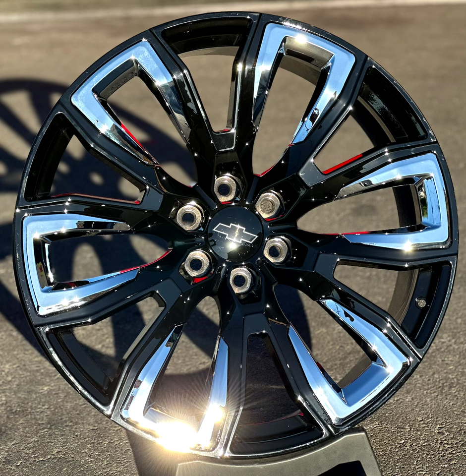 22" FR207 Black Chrome Inserts Wheels | 9" Width | 6x139.7 Bolt Pattern ...