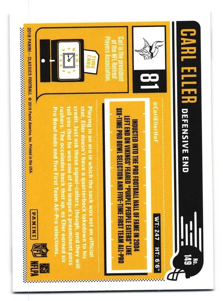 2018 Panini Classics #149 Carl Eller | eBay