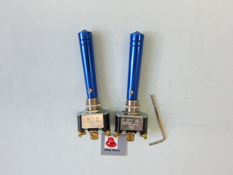Lowrider hydraulics two Carling switches & anodized extensions, blue ...
