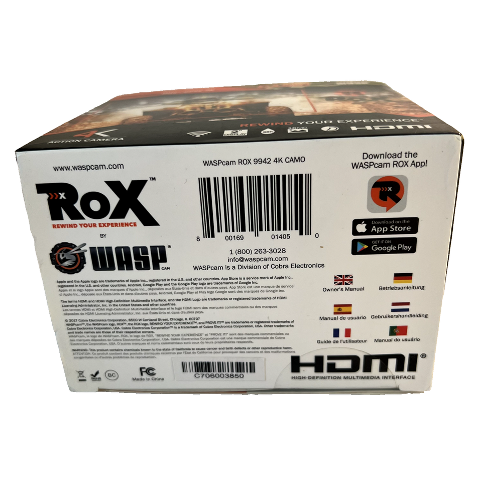 WASPCAM ROX 9942 Wi-Fi 4K Camo Sports Action Camera 2 inch LCD screen ...