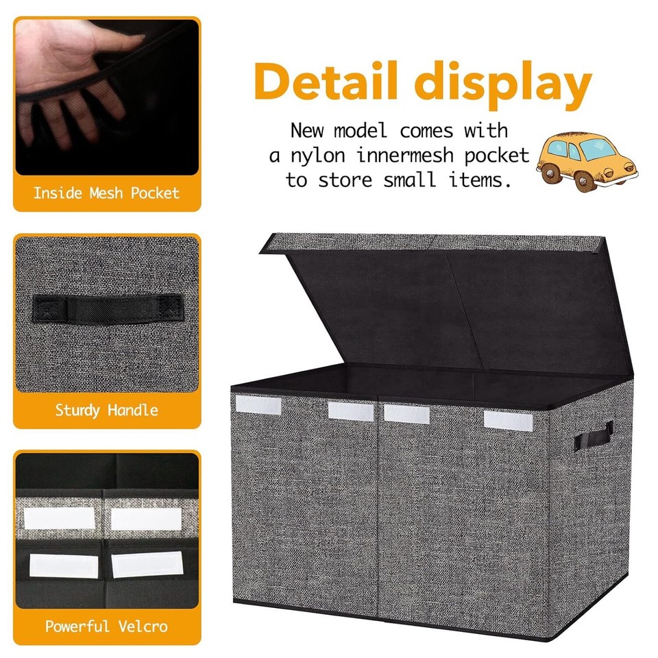 Large Toy Storage Box Organizer Collapsible Kids Toys Boxes Chest ...