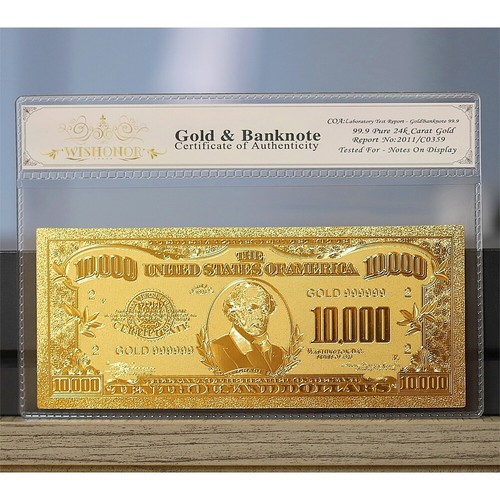 100mg 24K Gold 1928 $10,000 Dollars Gold Certificate Banknote with ...