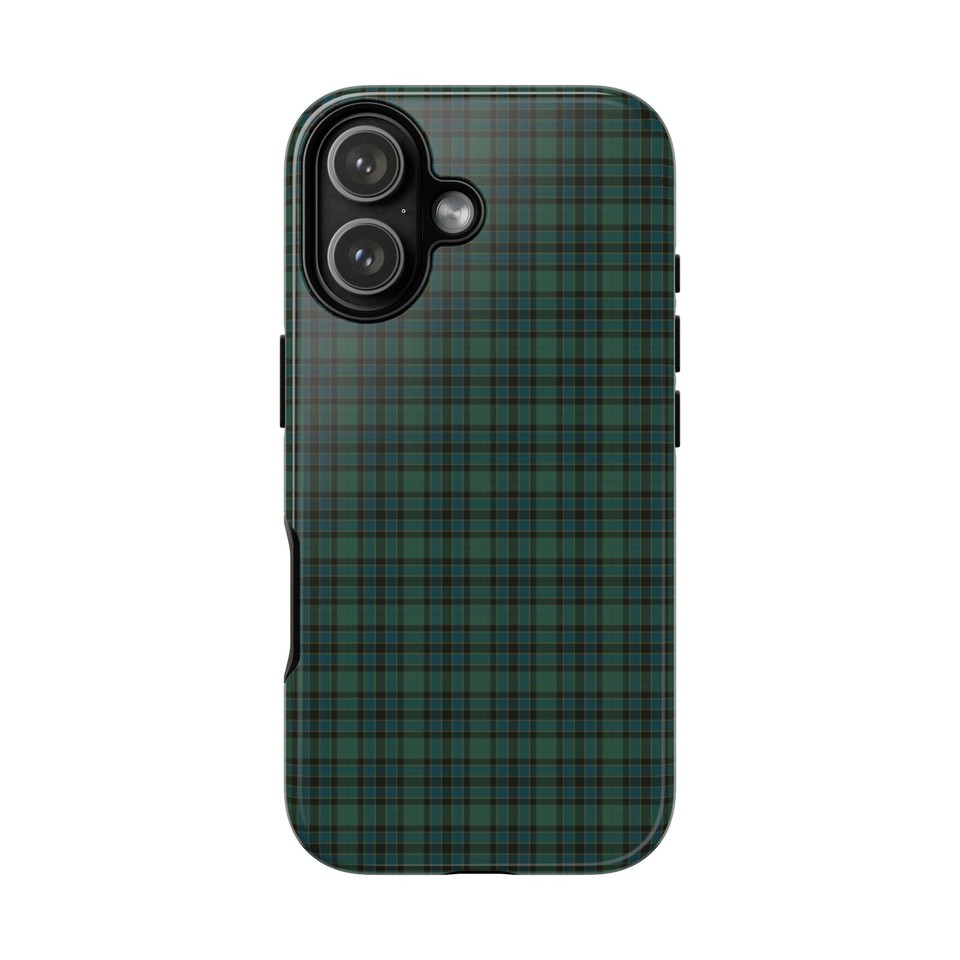 Green Blue Burgundy Plaid Tough Phone Case, Tartan Pattern, Impact ...