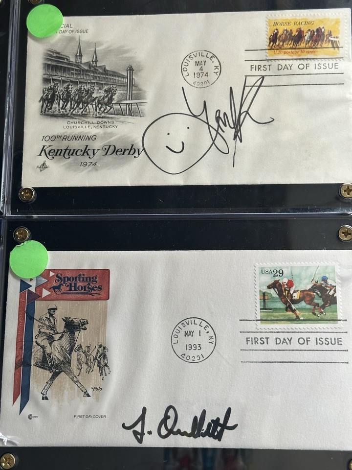 Signed Vintage Horse Jockey Cards And First Day Stamp Covers Horse ...