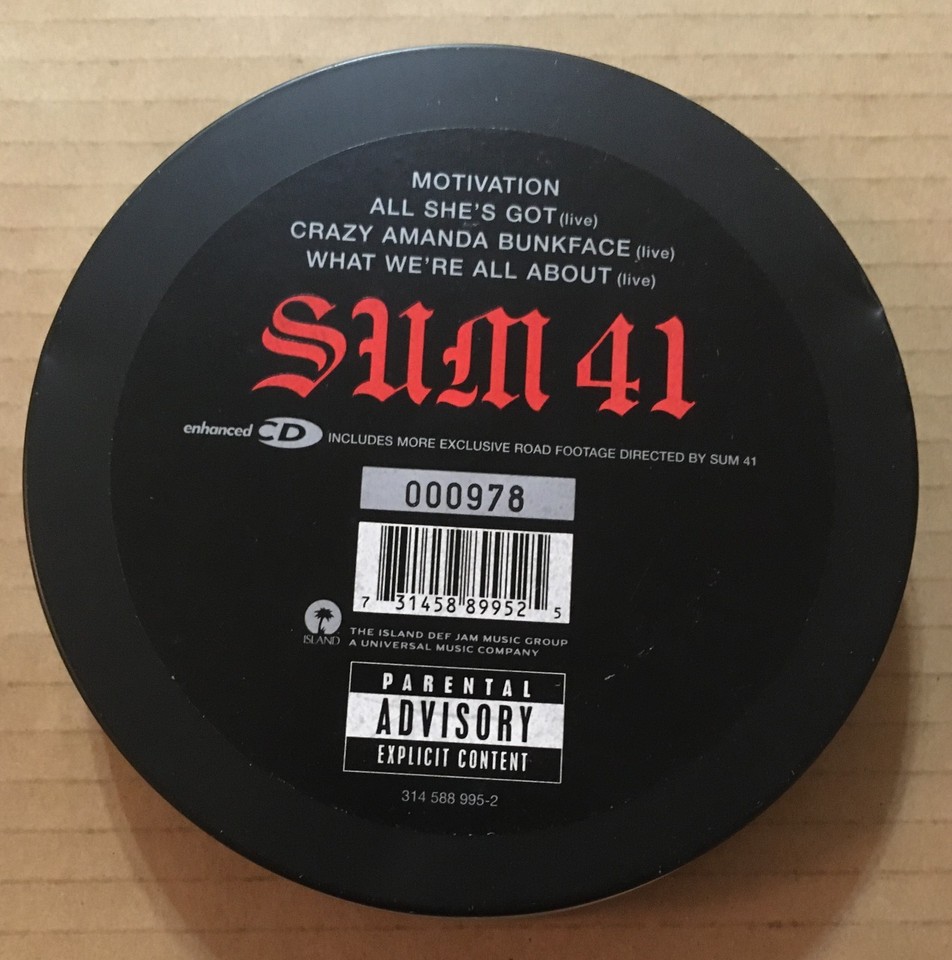 SUM 41 Motivation 3 LIVE trx & RARE VIDEO METAL TIN CAN Numbered USA CD ...