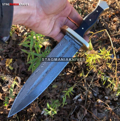 15'' Custom Hand Forged Damascus Steel Hunting Full Tang Dagger Knife ...
