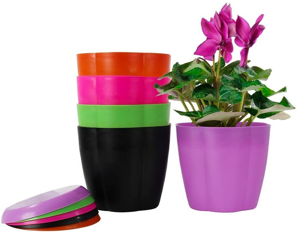 Plastic Colorful Flower Plant Container Pots with Pallet Indoor Seed ...