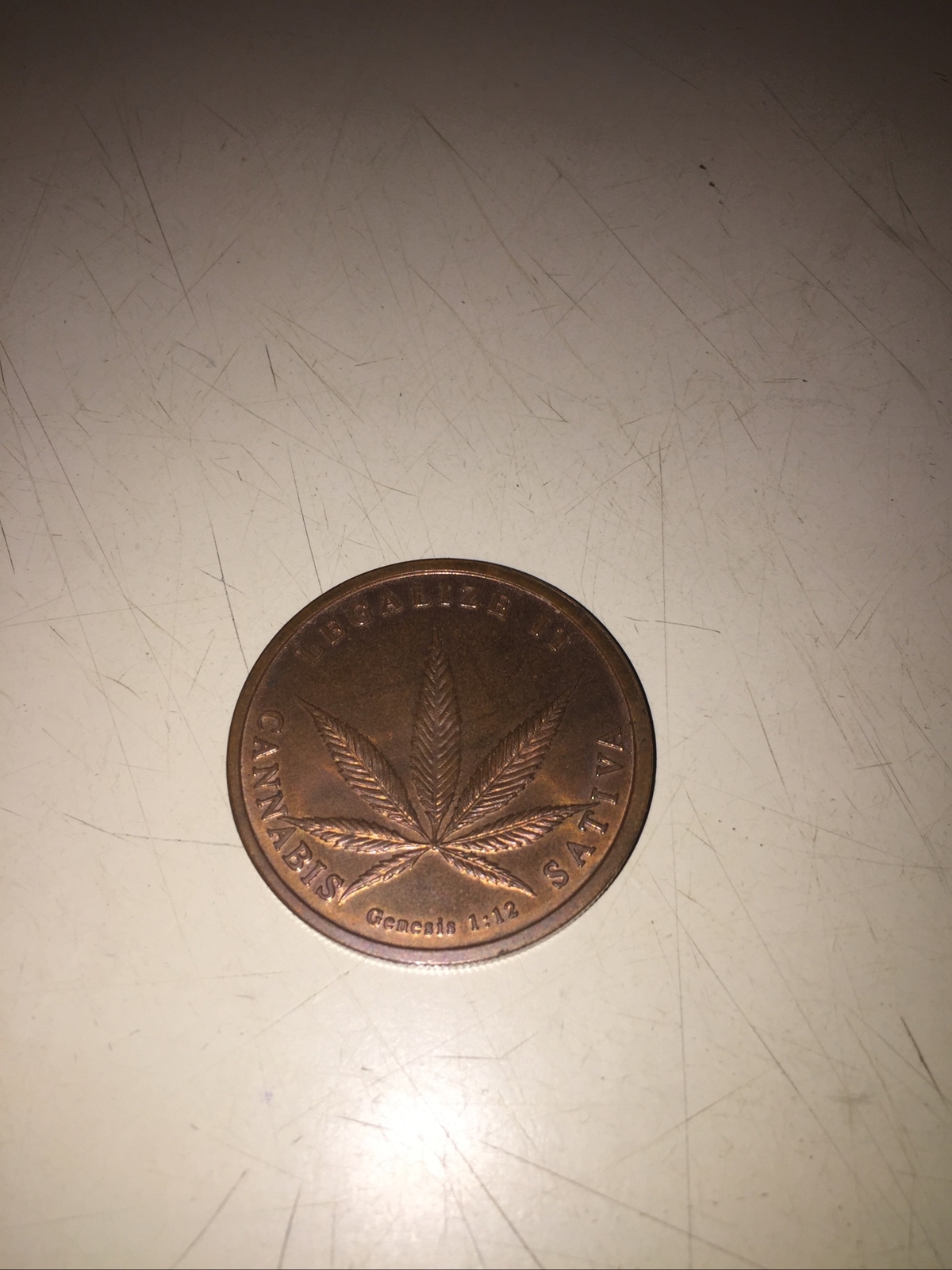 1 Ounce .999 Fine Copper Round - Legalize It-Genesis 1:12 Cannabis ...
