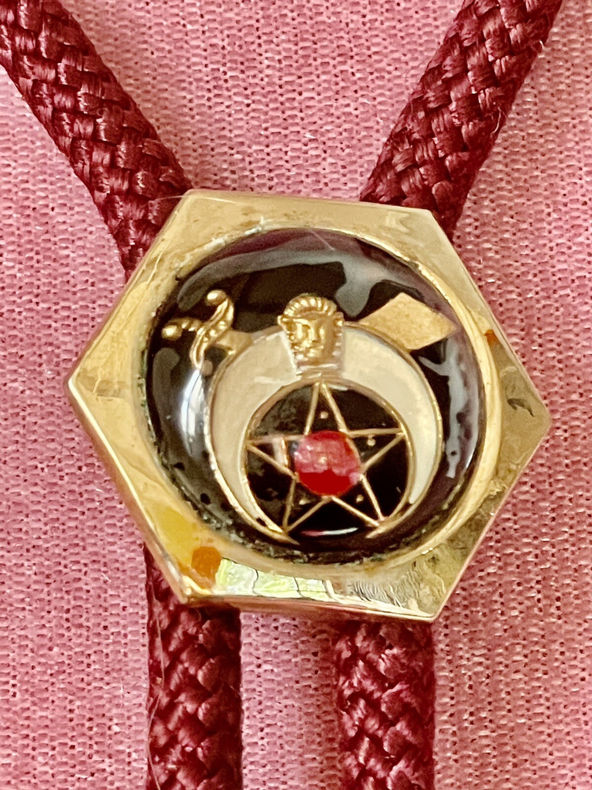 VIntage SHRINERS MASONIC SCIMITAR THRU CRESCENT GOLD TONE REVERSE PAINT ...