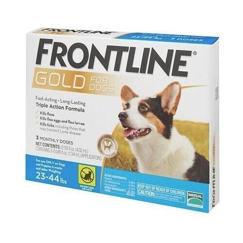 FRONTLINE GOLD FLEA & TICK FOR DOGS 23-44 LBS 3 Dose | eBay
