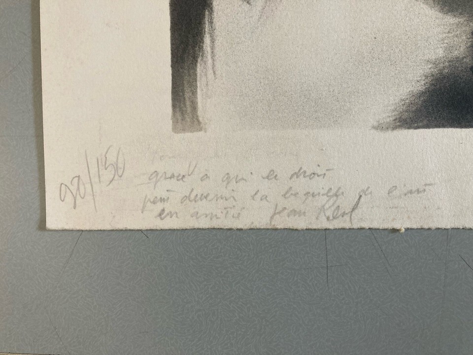 Beautiful Engraving Jean Revol Man Combat On Paper Strong 1960 Portrait ...