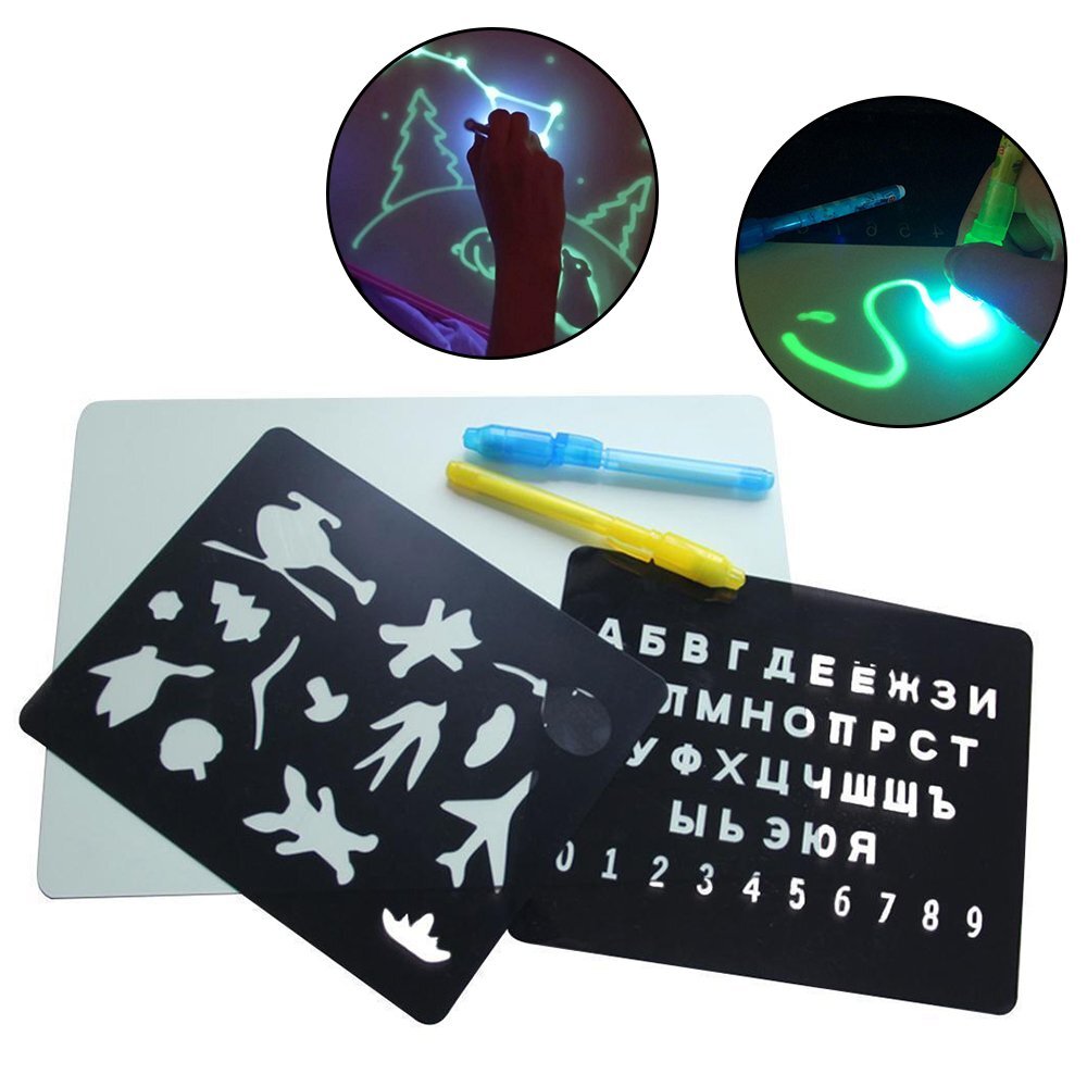 Child Sketchpad Luminous Drawing Board PVC Draw With Light In Darkness ...