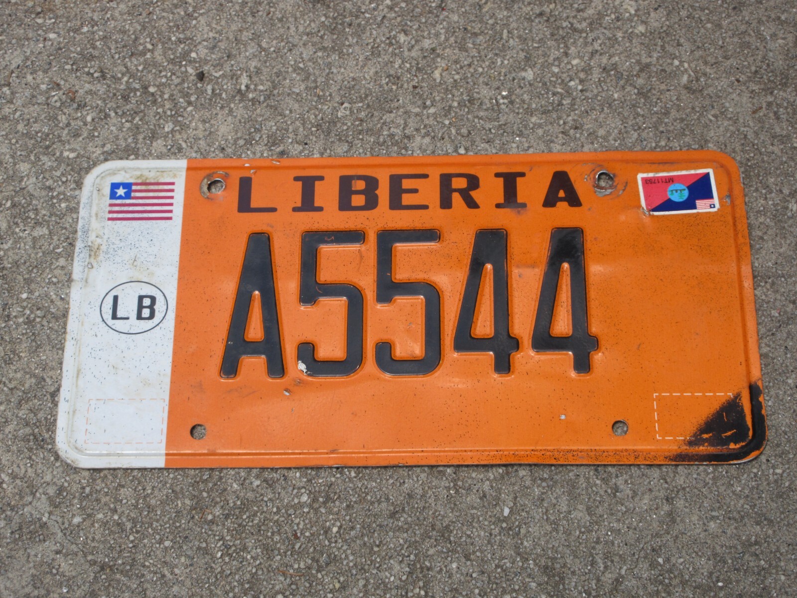 Republic of Liberia Africa License Plate A5544 Atlantic Coast West ...
